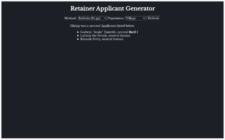 Retainer Applicant Generator