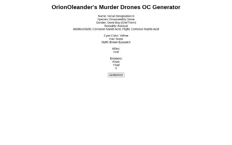 Murder Drones OC Generator