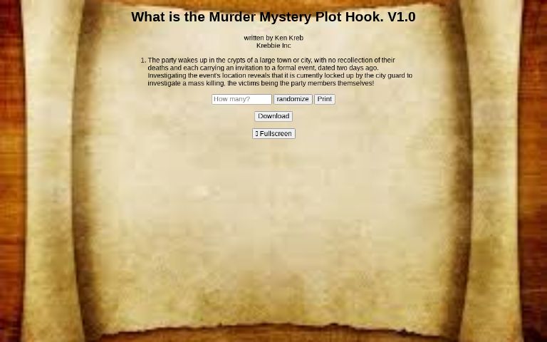 What is the Murder Mystery Plot Hook. V1.0 ― Perchance Generator