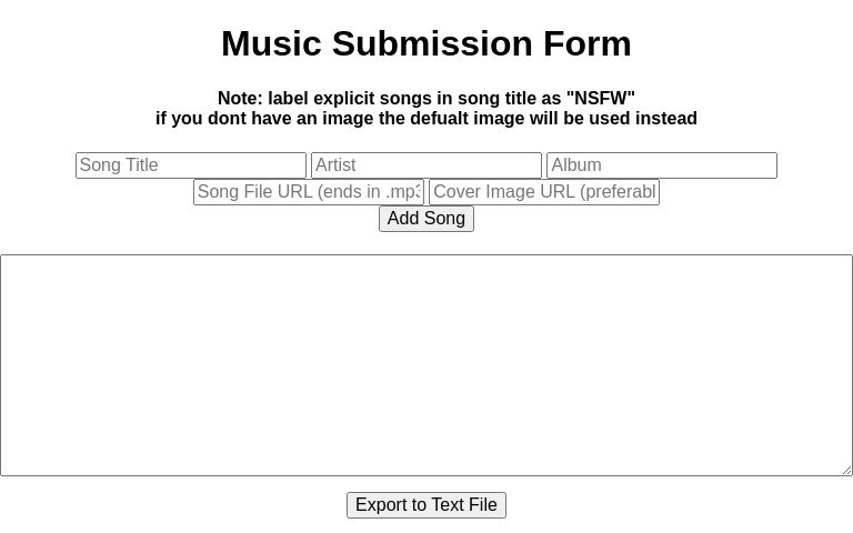 Music Submission Form ― Perchance Generator