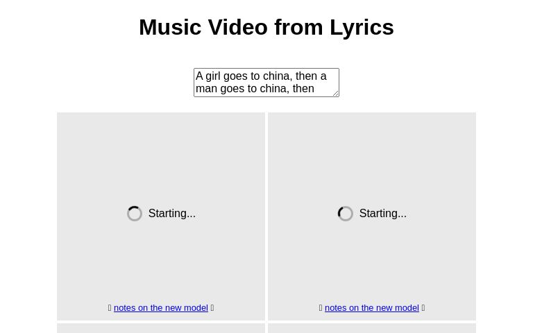 Music Video & Script from Lyrics ― Perchance Generator