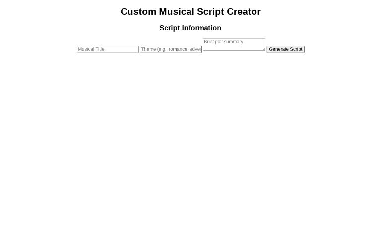 Custom Musical Script Creator ― Perchance Generator