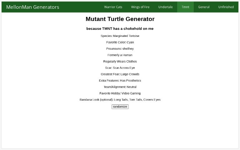 Mutant Turtle Generator