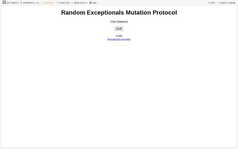 Random Exceptionals Mutation Protocol ― Perchance Generator