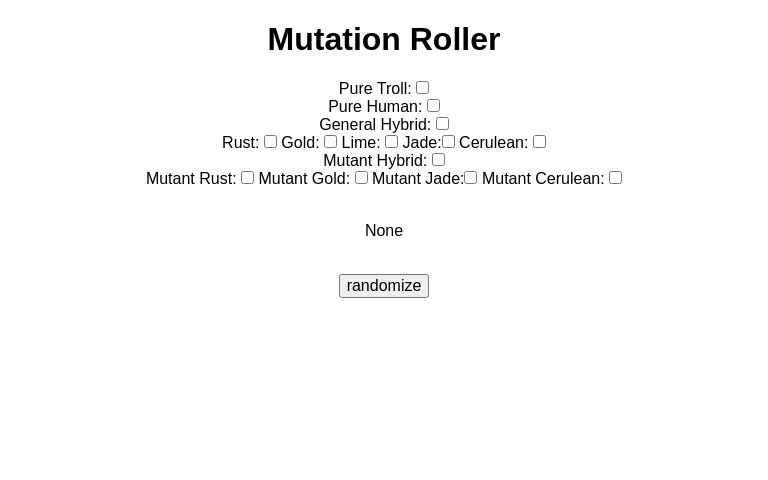 Mutation Roller ― Perchance Generator