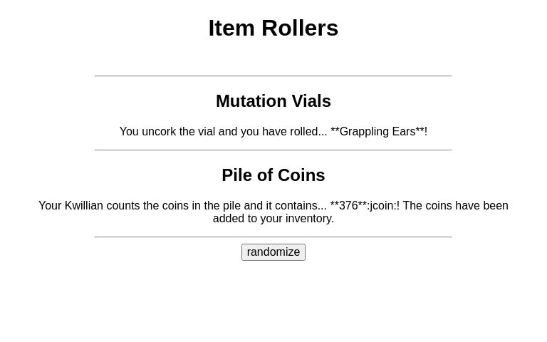 Item Rollers ― Perchance Generator