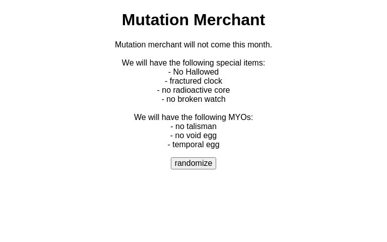 Mutation Merchant ― Perchance Generator