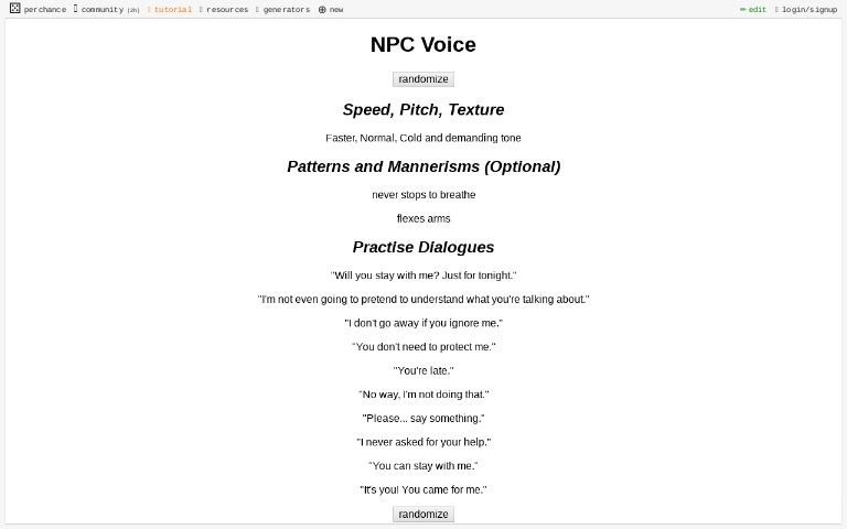 NPC Voice ― Perchance Generator
