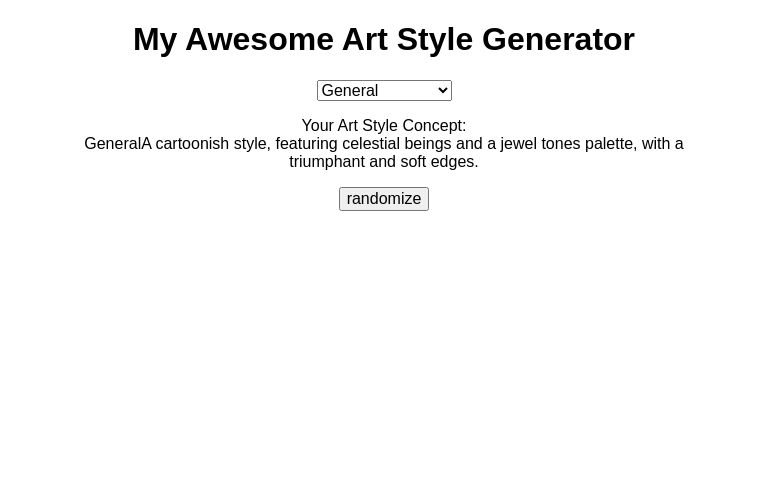 My Awesome Art Style Generator