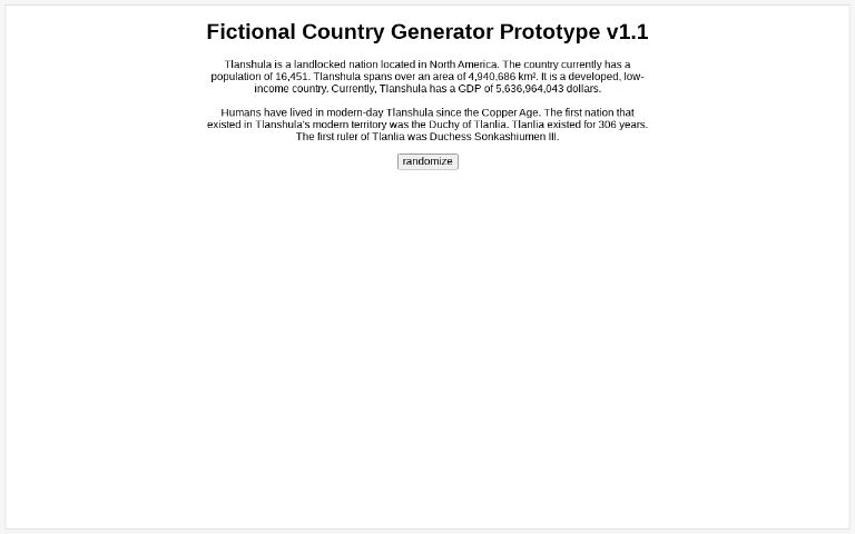 Fictional Country Generator Prototype v1.1