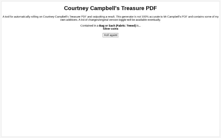 Courtney Campbell's Treasure PDF ― Perchance Generator