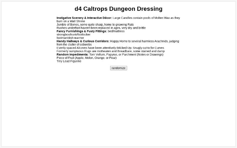 d4 Caltrops Dungeon Dressing ― Perchance Generator