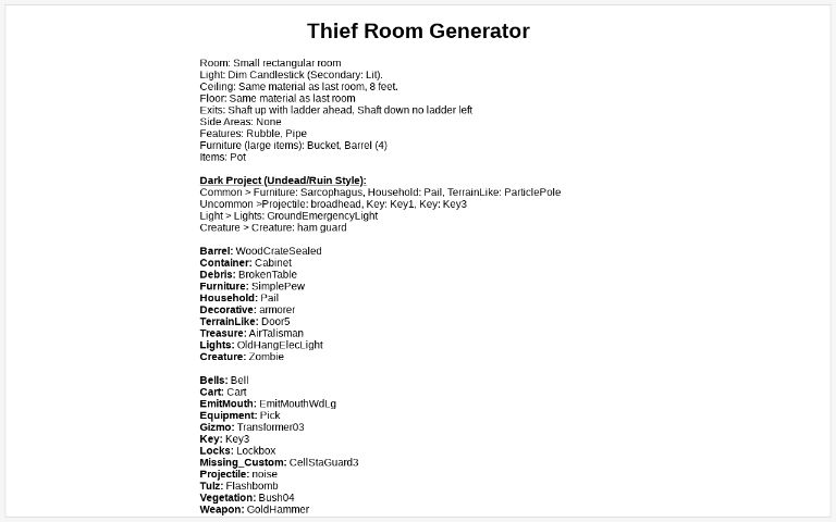 Thief Room Generator