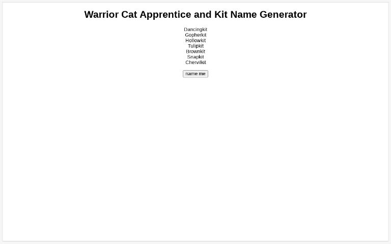 Warrior Cat Apprentice and Kit Name Generator