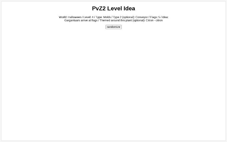 PvZ2 Level Idea ― Perchance Generator