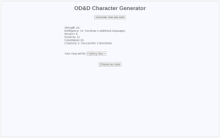 OD&D Character Generator