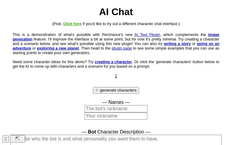 my-ai-chat2 ― Perchance Generator