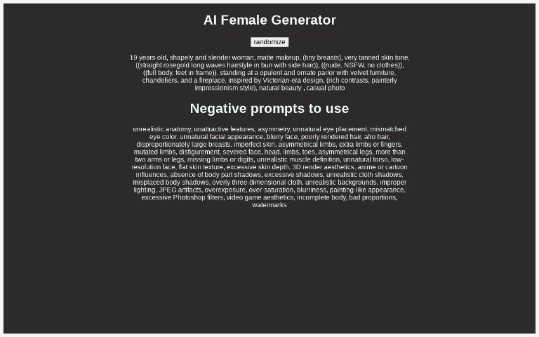 AI Female Generator (can be added more)