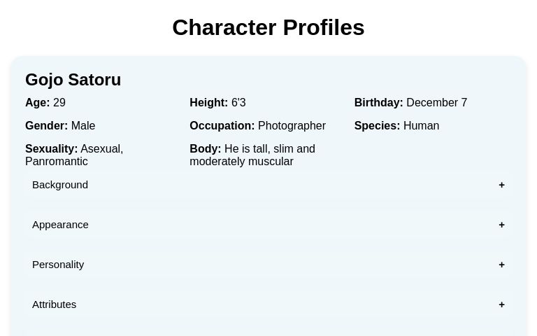 Character Profiles ― Perchance Generator