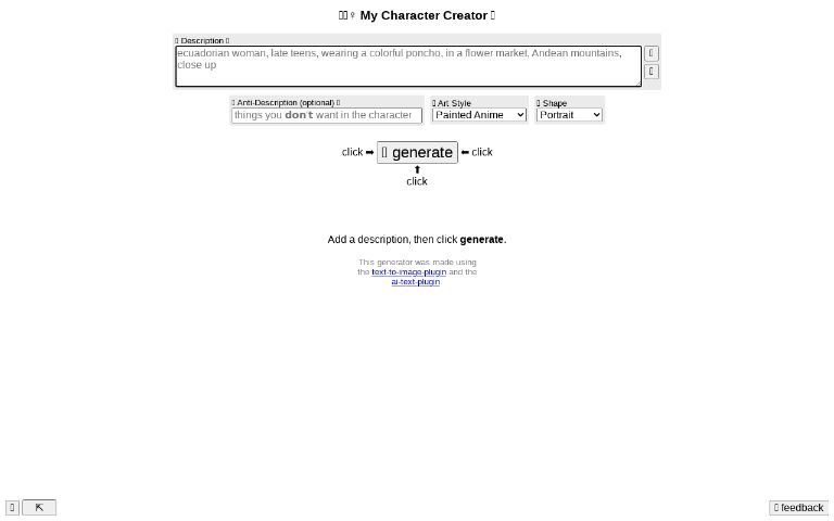 🧝🏽‍♀️ My Character Creator 🧌 ― Perchance Generator