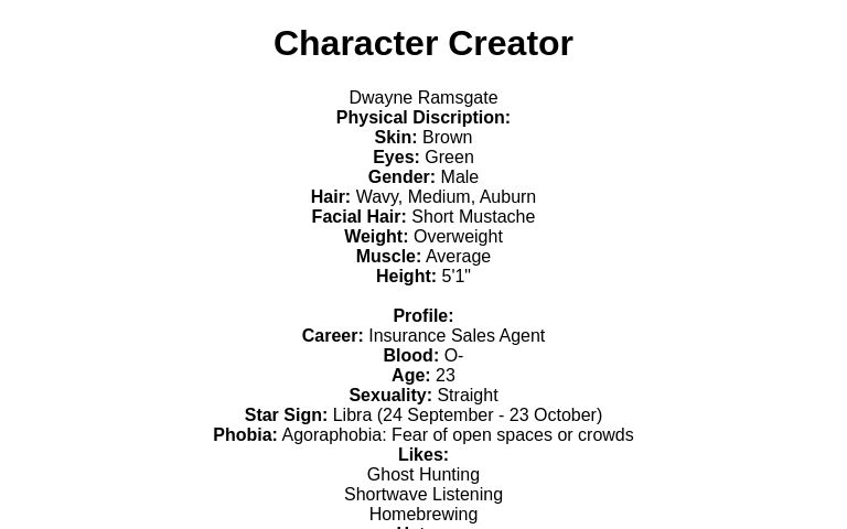 Character Creator ― Perchance Generator