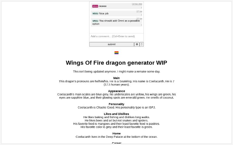 Wings Of Fire dragon generator WIP