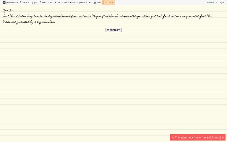 My Dear Diary ― Perchance Generator