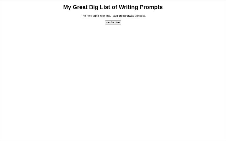 My Great Big List of Writing Prompts ― Perchance Generator