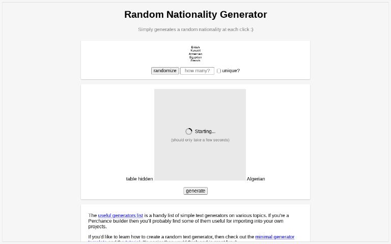 Random Nationality Generator