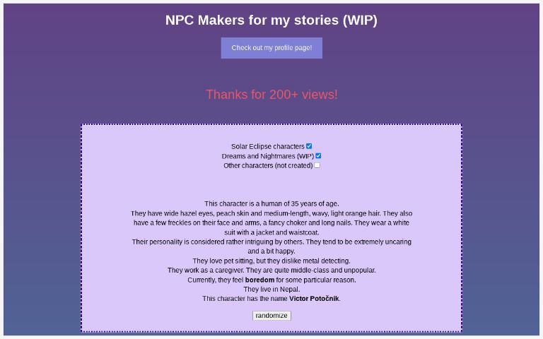 NPC Makers! (WIP) ― Perchance Generator