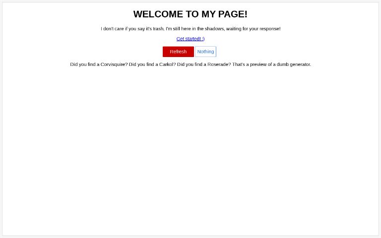 WELCOME TO MY PAGE! ― Perchance Generator