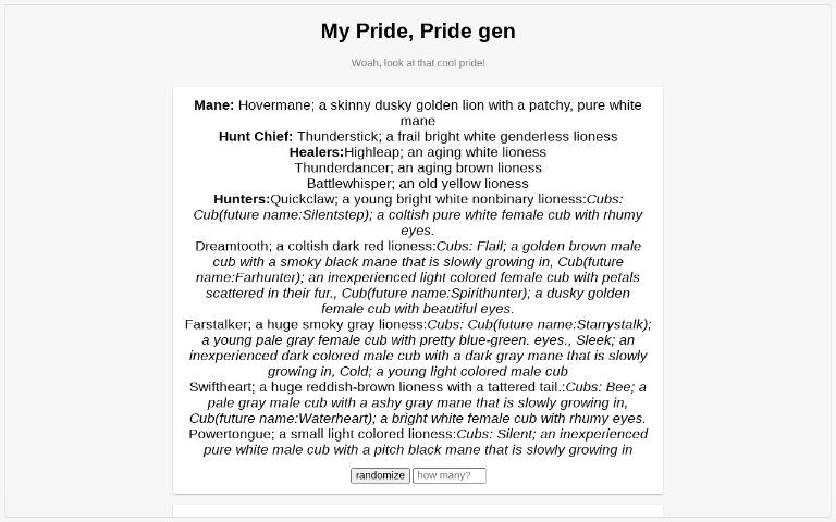 My Pride, Pride gen ― Perchance Generator