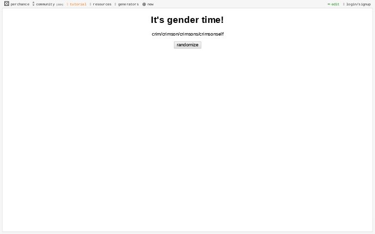 It's gender time! ― Perchance Generator