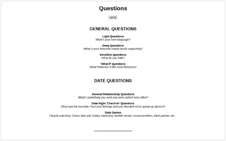 Questions ― Perchance Generator