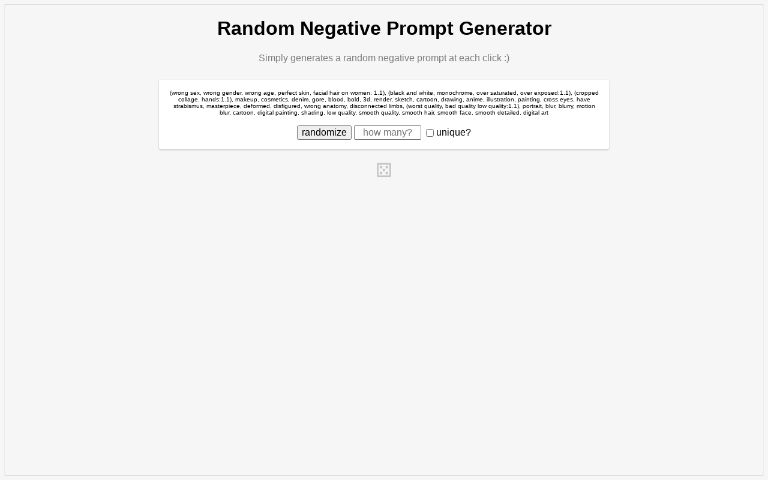 Random Negative Prompt Generator