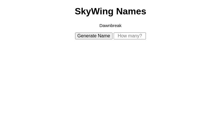 SkyWing Names ― Perchance Generator