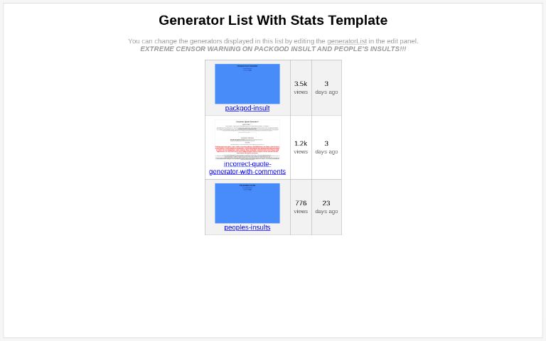 Generator List With Stats Template