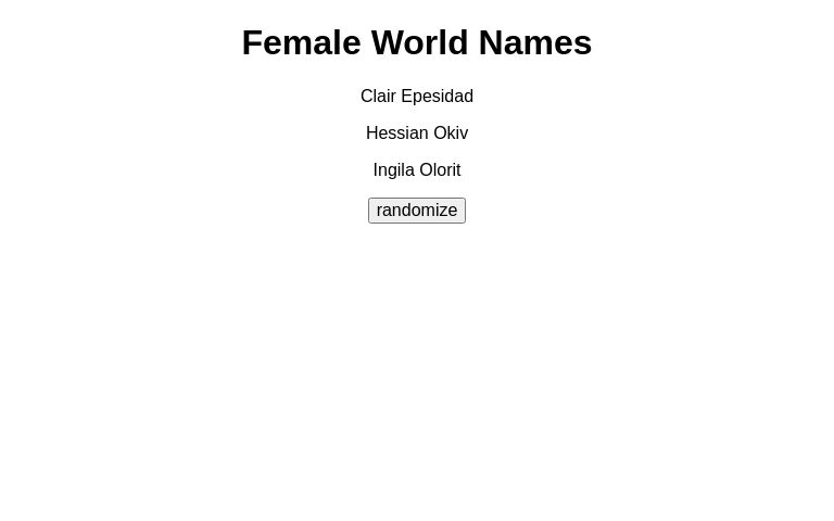 Female World Names ― Perchance Generator