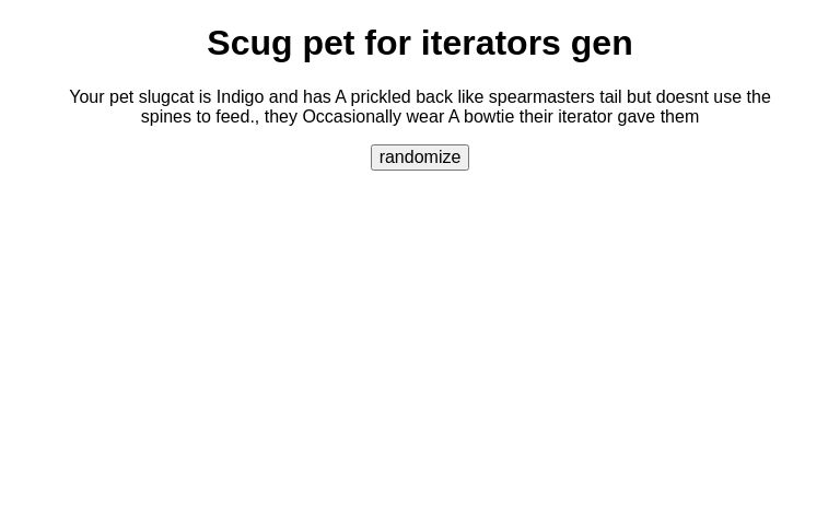 Scug pet for iterators gen ― Perchance Generator