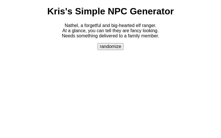 Kris's Simple NPC Generator