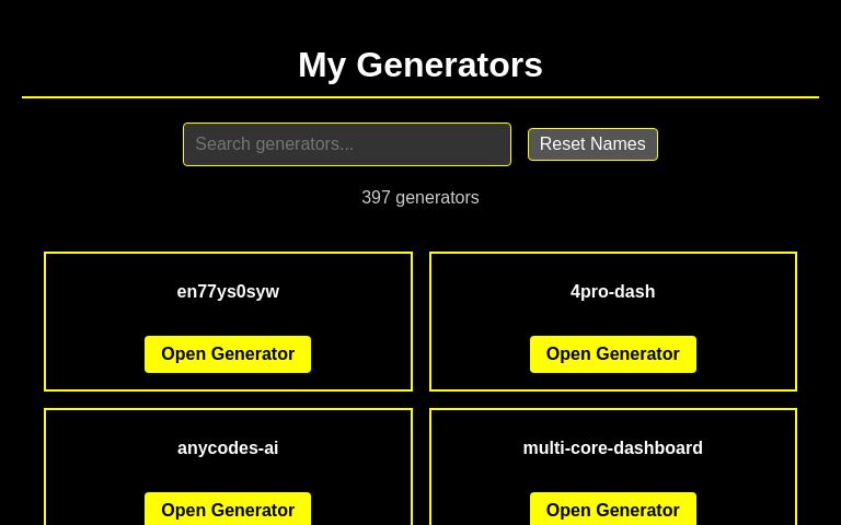 My Generators - All Displayed
