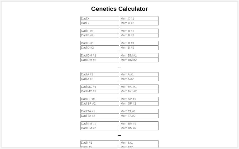 Genetics Calculator ― Perchance Generator
