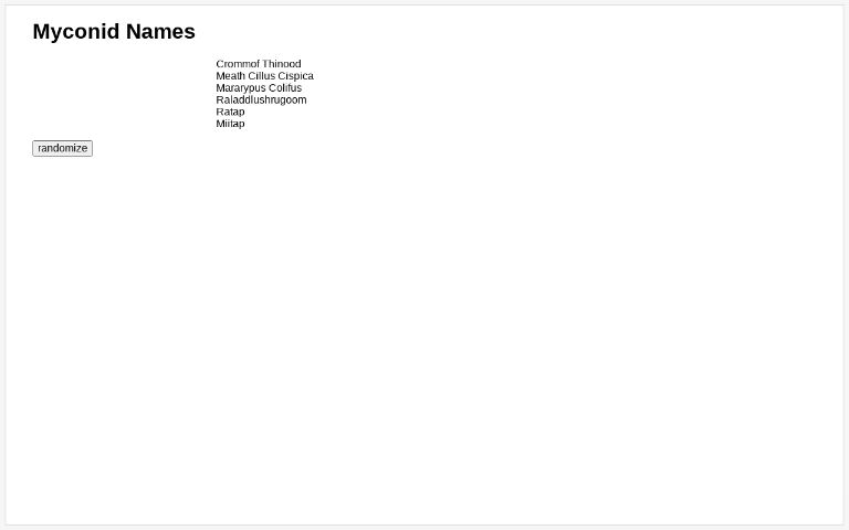 Myconid Names ― Perchance Generator