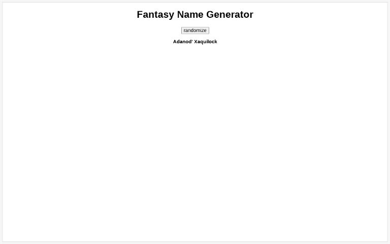 Fantasy Name Generator