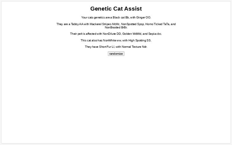 Genetic Cat Assist ― Perchance Generator