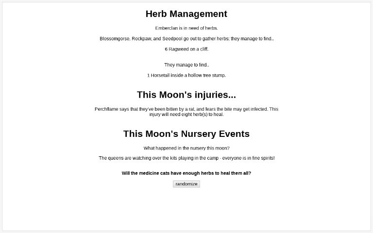 Herb Management ― Perchance Generator