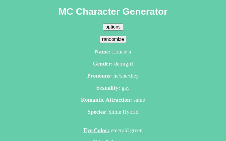 MC Character Generator