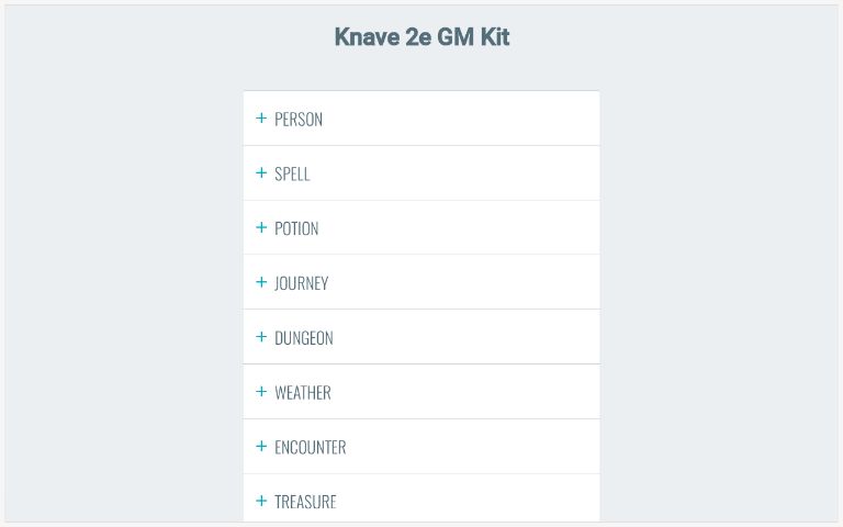 Knave 2e GM Kit ― Perchance Generator