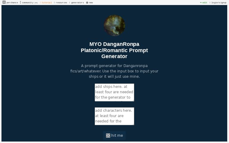 MYO DanganRonpa Platonic/Romantic Prompt Generator