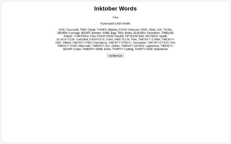 Inktober Words ― Perchance Generator